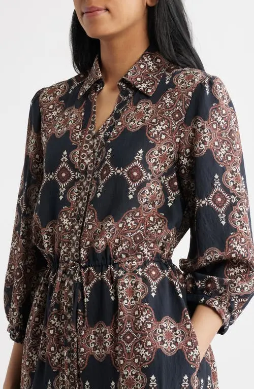 Julia Jordan Mixed Paisley Long Sleeve Shirtdress