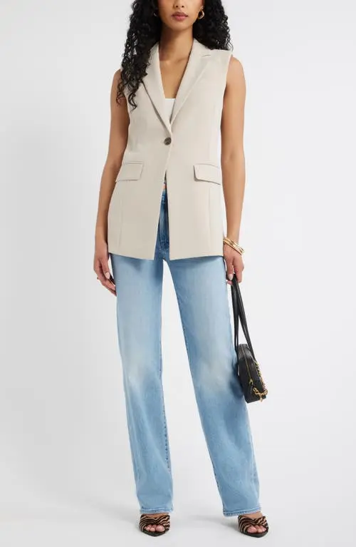 OPEN EDIT The Curator Belt Detail Longline Vest - Grey Feather