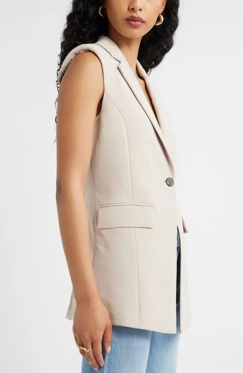 OPEN EDIT The Curator Belt Detail Longline Vest - Grey Feather