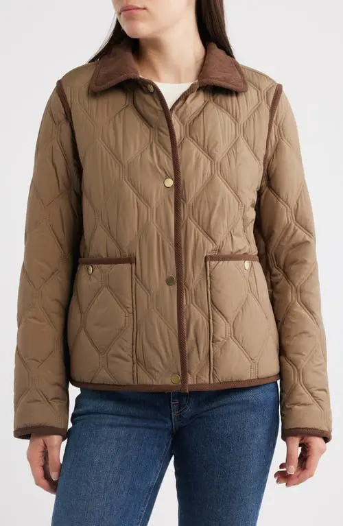 Bernardo Corduroy Trim Quilted Barn Jacket