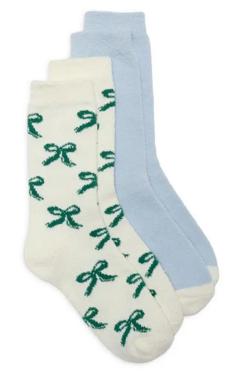 Nordstrom Assorted Pack Cozy Crew Socks - Bow- Blue