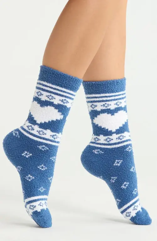 Nordstrom Assorted 2-pack Cozy Dorm Crew Socks - Cozy Heart Blue