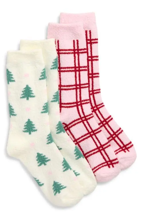 Nordstrom Assorted Pack Cozy Crew Socks - Tree Dot- Plaid