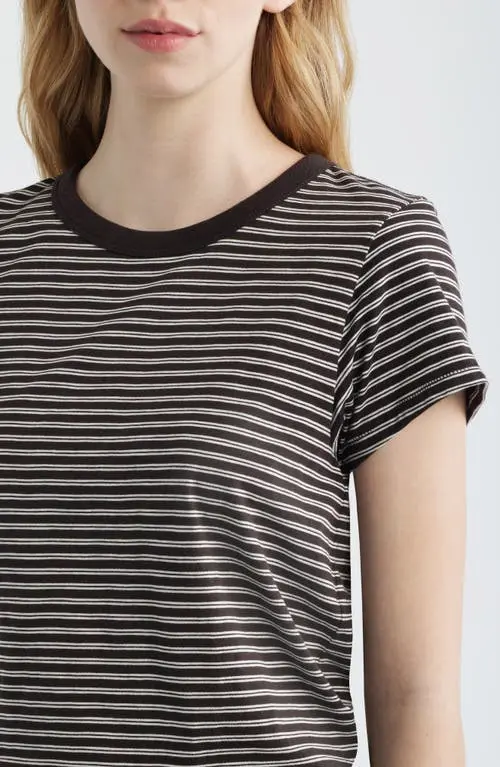 Rag & Bone The Stripe Organic Pima Cotton Slub T-shirt - Chocolate Multi