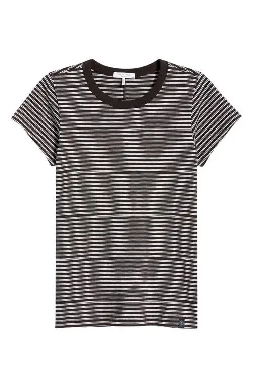 Rag & Bone The Stripe Organic Pima Cotton Slub T-shirt - Chocolate Multi
