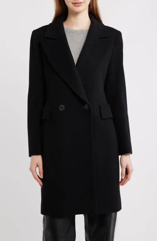 Fleurette Cara Loro Piana Cashmere & Wool Peak Lapel Coat - Black