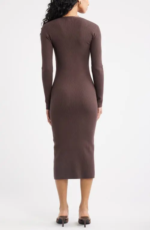 OPEN EDIT Convertible Cardigan Dress - Brown Seal