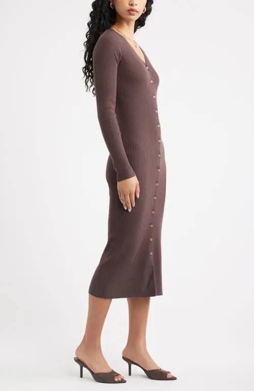 OPEN EDIT Convertible Cardigan Dress - Brown Seal