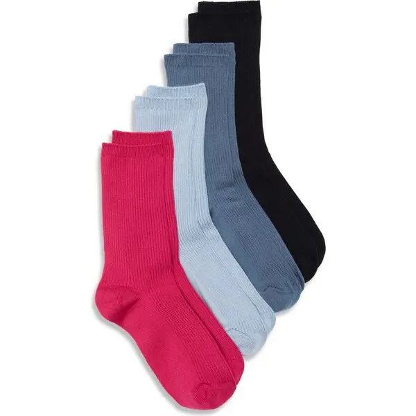 Nordstrom Assorted 4-pack Everyday Rib Crew Socks - Blue Multi Pack