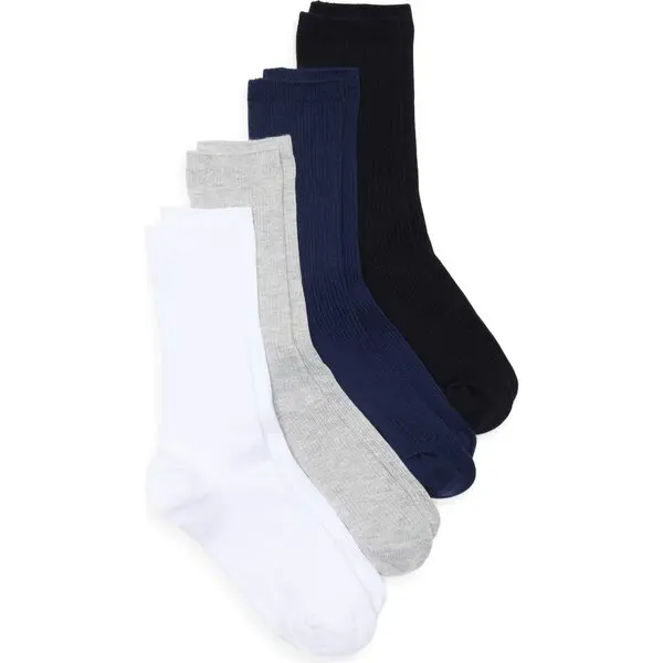 Nordstrom Assorted 4-pack Everyday Rib Crew Socks - Navy Multi Pk