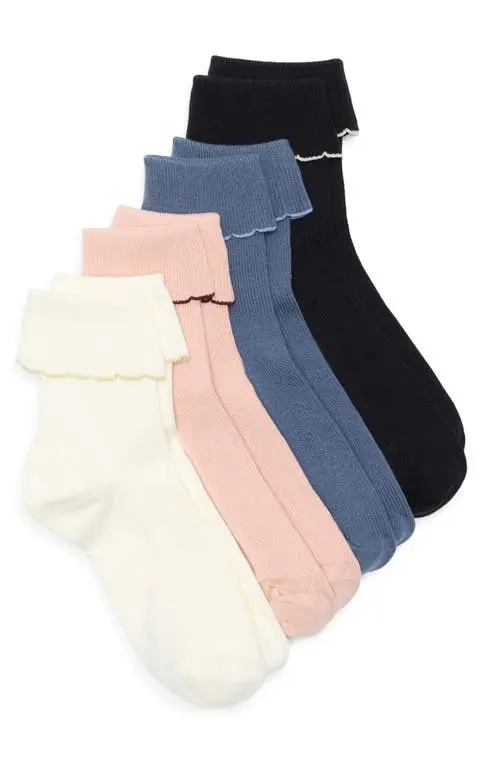 Nordstrom Assorted 4-pack Turn Cuff Ankle Socks - Pink Multi Pk