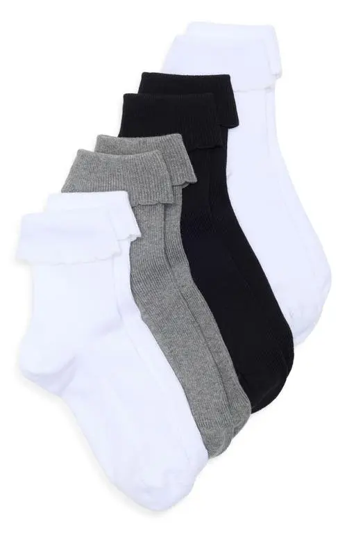 Nordstrom Assorted 4-pack Turn Cuff Ankle Socks - White Multi Pack