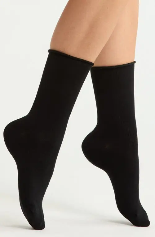 Nordstrom Assorted 4-pack Roll Top Crew Socks - Black