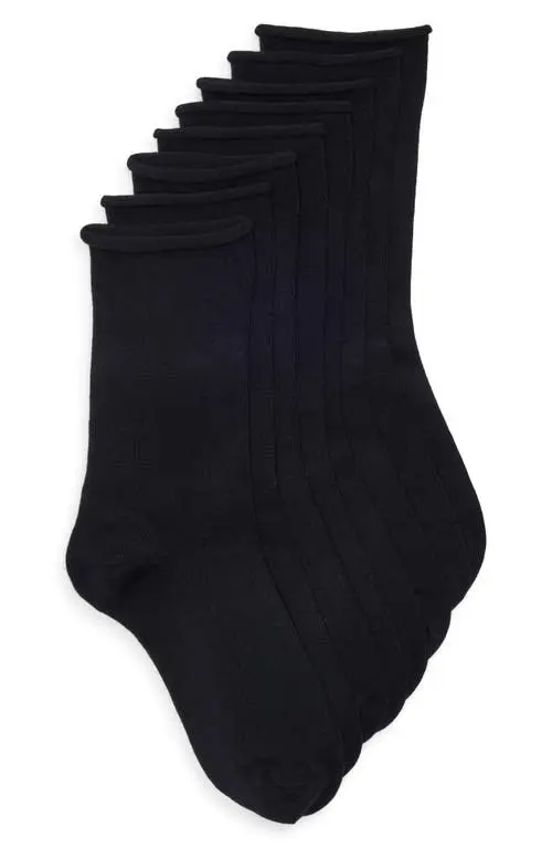 Nordstrom Assorted 4-pack Roll Top Crew Socks - Black