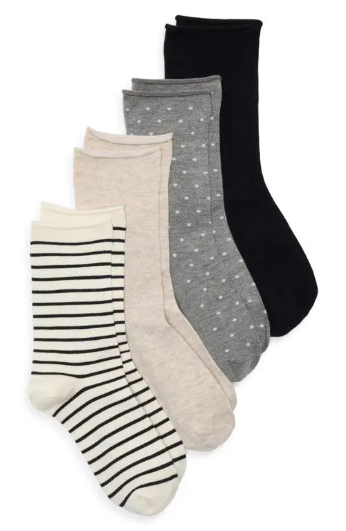 Nordstrom Assorted 4-pack Roll Top Crew Socks - Grey Dot Multi Pack