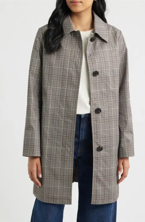 Sam Edelman Fly Front Longline Rain Jacket - Check