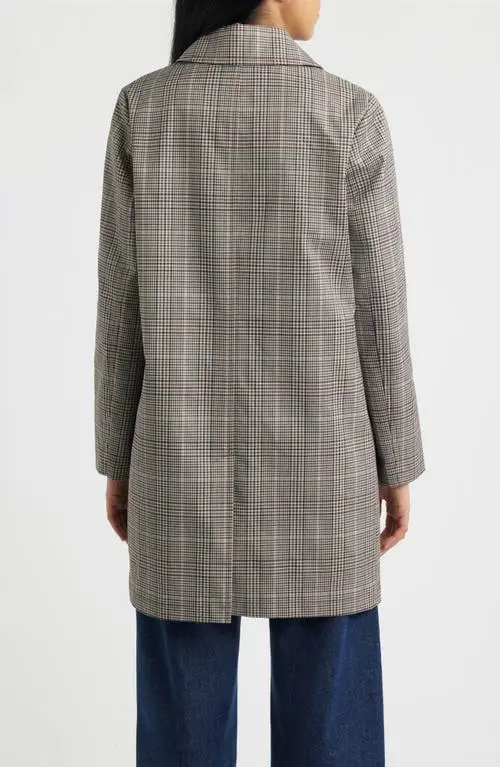 Sam Edelman Fly Front Longline Rain Jacket - Check
