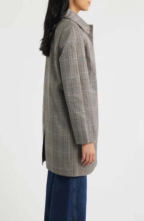 Sam Edelman Fly Front Longline Rain Jacket - Check
