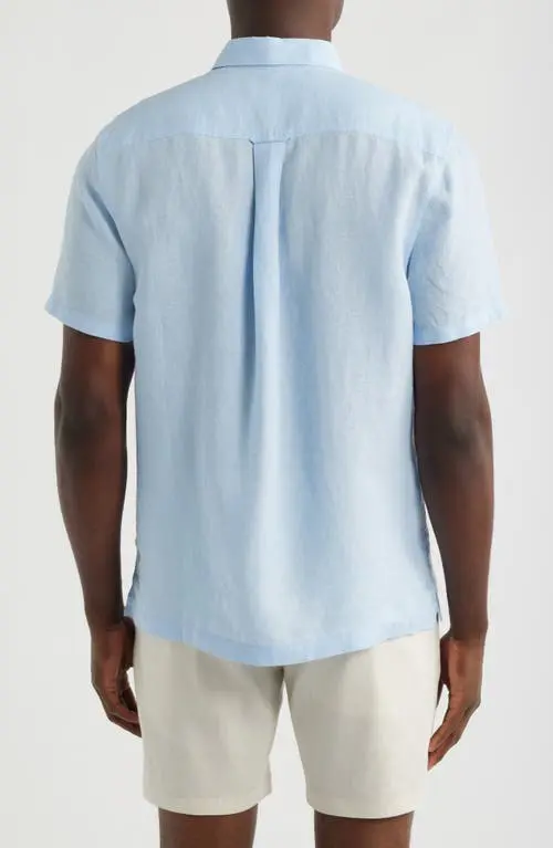 Nordstrom Short Sleeve Linen Button-up Shirt - Blue Breeze