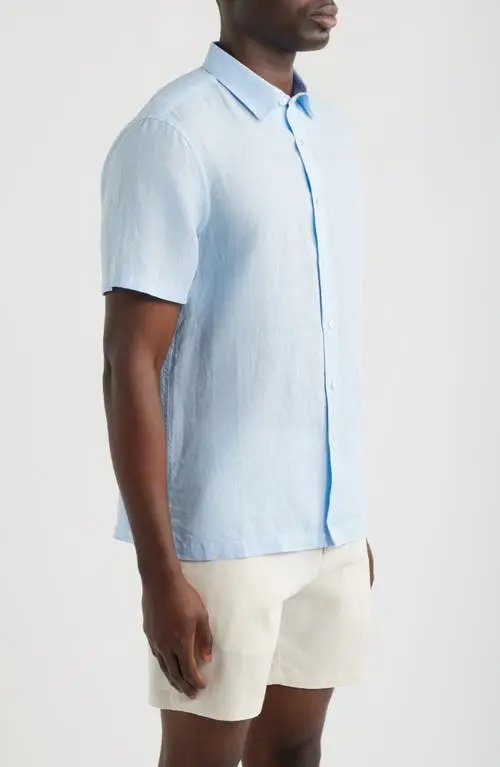 Nordstrom Short Sleeve Linen Button-up Shirt - Blue Breeze