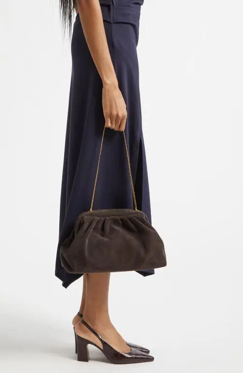 REISS Large Mia Suede Frame Clutch