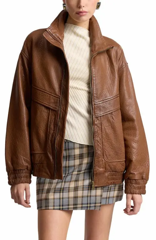 Avec Les Filles Oversized Leather Bomber Jacket
