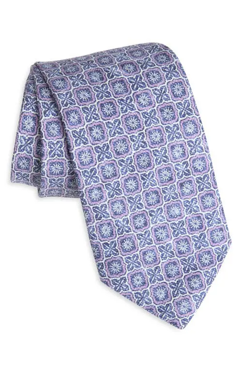 David Donahue Geometric Silk Neck Tie - Purple