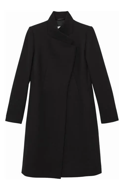 REISS Max Wool Blend Wrapover Coat - Black