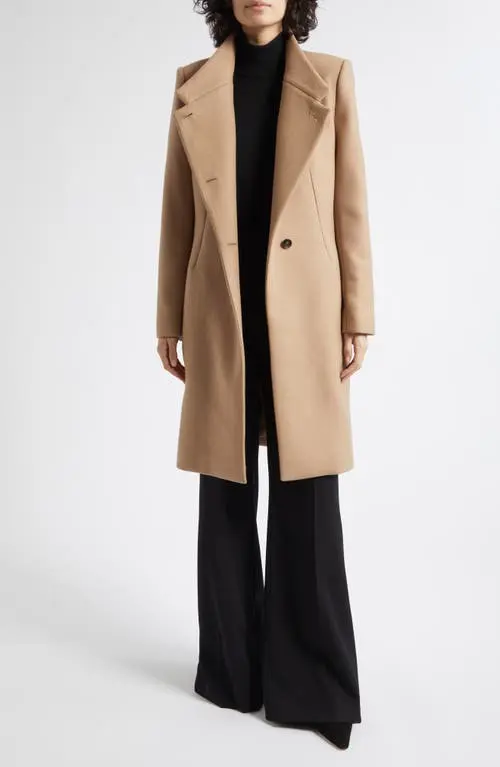 REISS Max Wrapover Wool Blend Coat - Camel