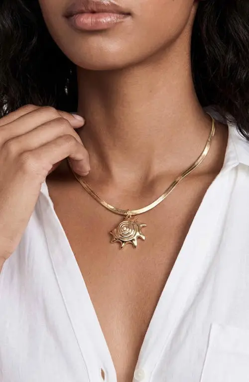 Ettika 18k -plated Conch Shell Pendant Necklace With Crystal Accent