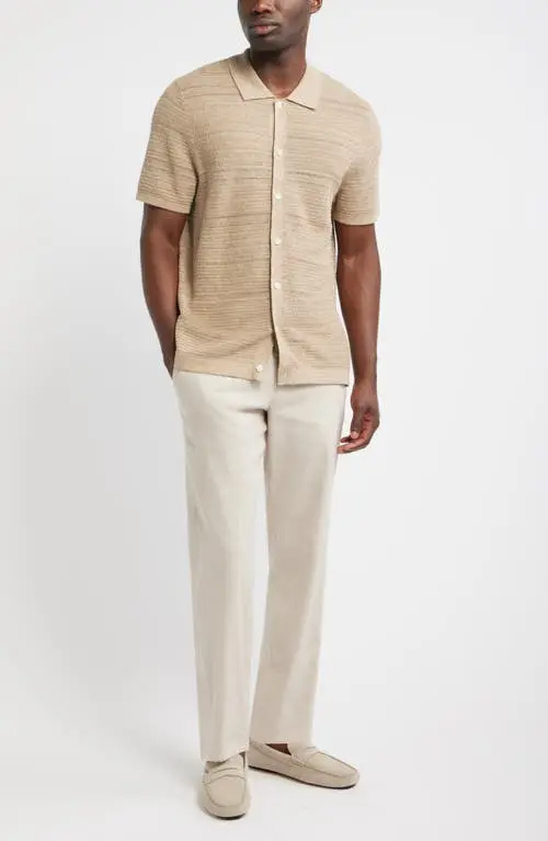 Nordstrom Short Sleeve Ribbed Cardigan - Camel