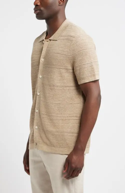 Nordstrom Short Sleeve Ribbed Cardigan - Camel
