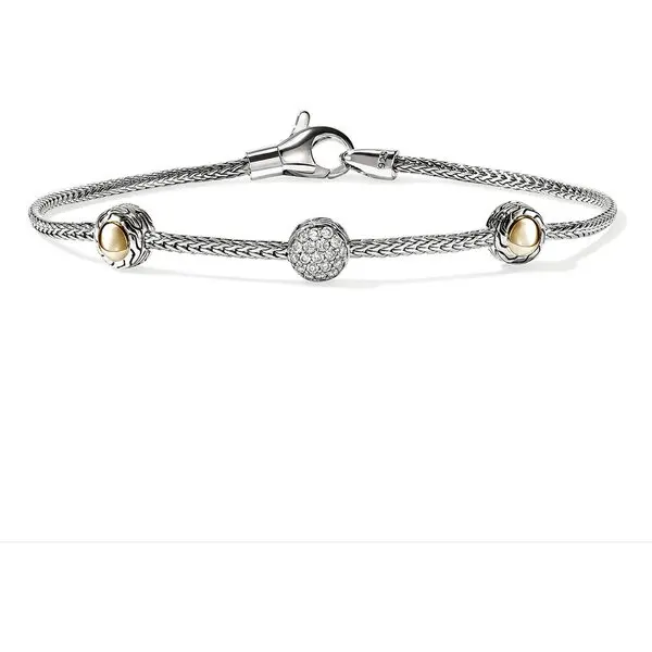 John Hardy Essential Station Bracelet With Diamonds - Silver Gold Diamond