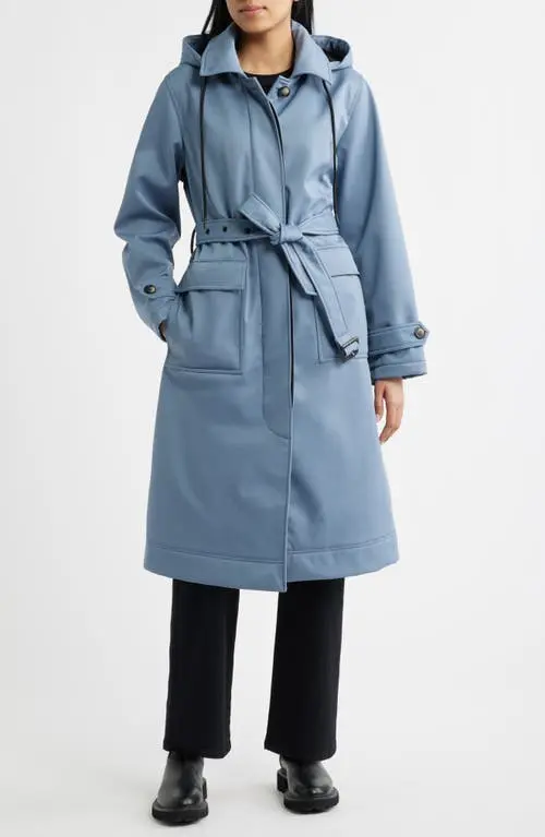 Bernardo Belted Hooded Raincoat - Flint Stone