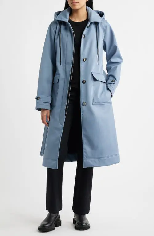 Bernardo Belted Hooded Raincoat - Flint Stone