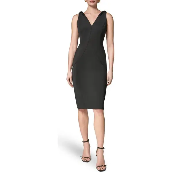 Donna Karan New York Shoulder Clasp Sheath Dress - Black