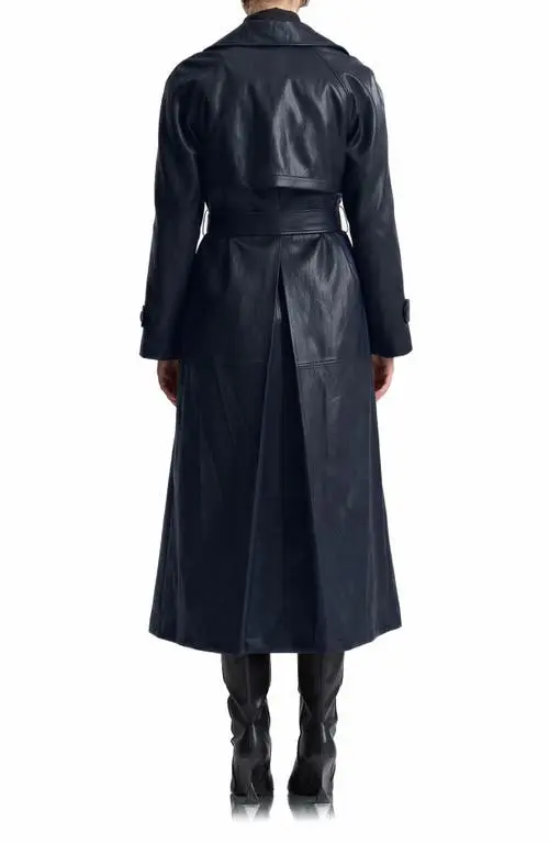 Avec Les Filles Oversized Faux Leather Trench Coat - Midnight