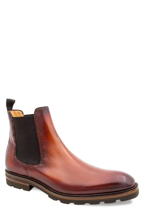Mezlan Burnished Leather Lugged Chelsea Boots