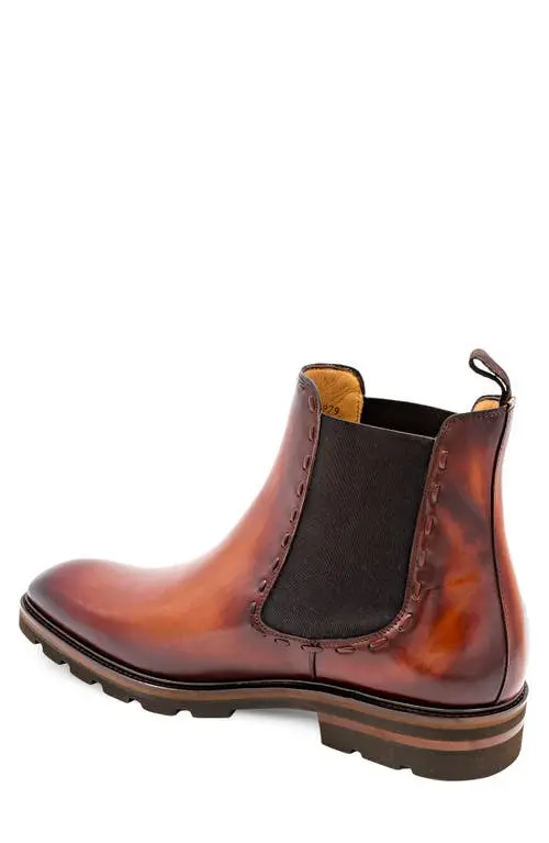 Mezlan Burnished Leather Lugged Chelsea Boots