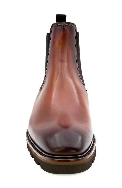 Mezlan Burnished Leather Lugged Chelsea Boots