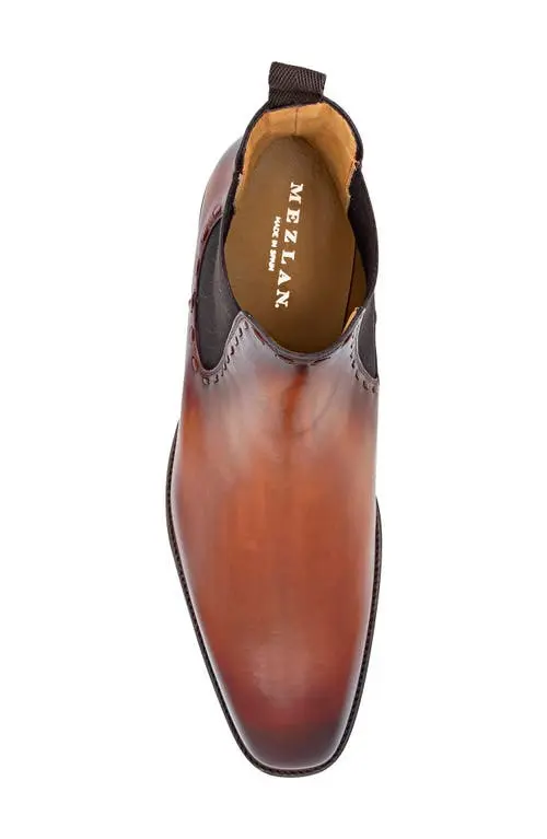 Mezlan Burnished Leather Lugged Chelsea Boots