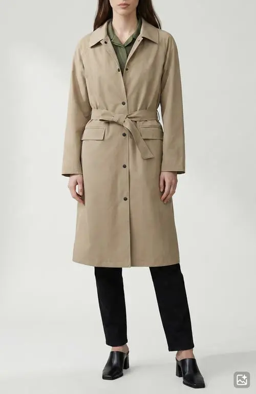 NOIZE Janice Tie Waist Water Repellent Coat - Sand