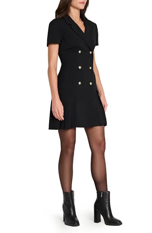 TAHARI ASL Double Breasted Pleated Hem Dress