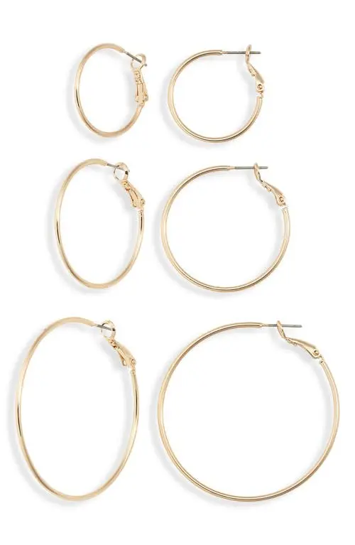 Nordstrom Set Of 3 Thin Essential Hoop Earrings - Gold