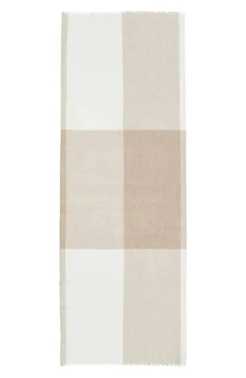 Nordstrom Checker Cashmere Scarf - Beige- Ivory