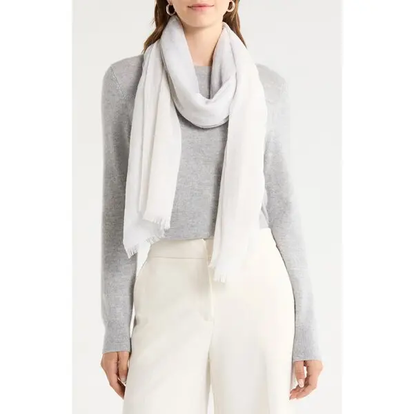 Nordstrom Checker Cashmere Scarf - Grey- Ivory