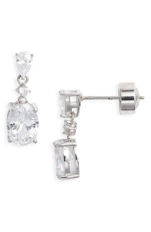 Nordstrom Cubic Zirconia Drop Earrings - Clear- Silver