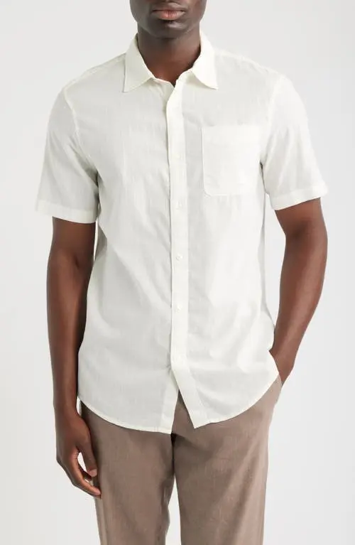 Nordstrom Short Sleeve Dobby Stripe Cotton Button-up Shirt