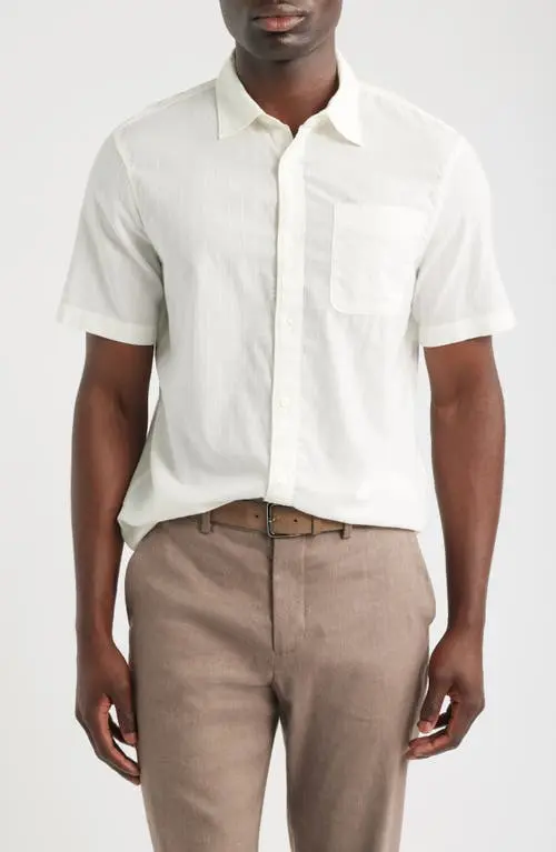Nordstrom Short Sleeve Dobby Stripe Cotton Button-up Shirt