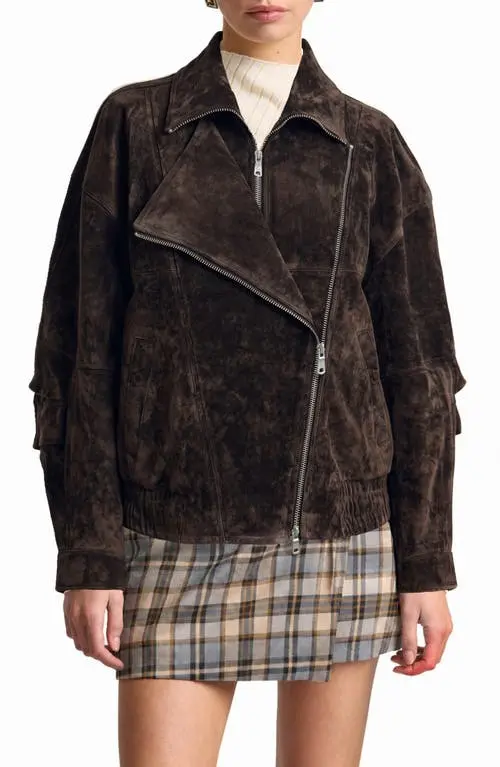Avec Les Filles Layered Oversize Suede Jacket